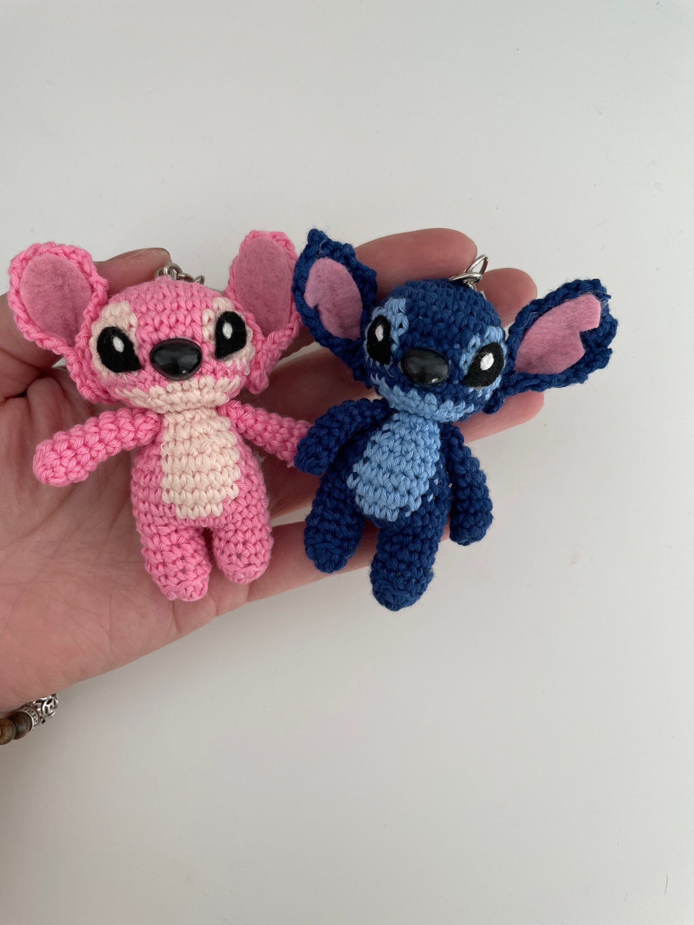 Hand Crochet Stitch Keychain, Stitch and Angel - Etsy