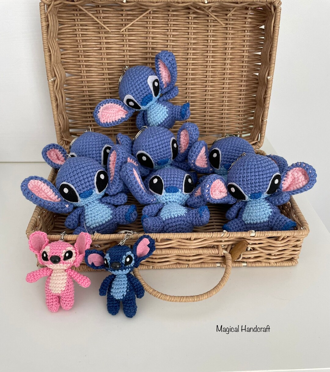 Hand Crochet Stitch Keychain, Stitch and Angel - Etsy