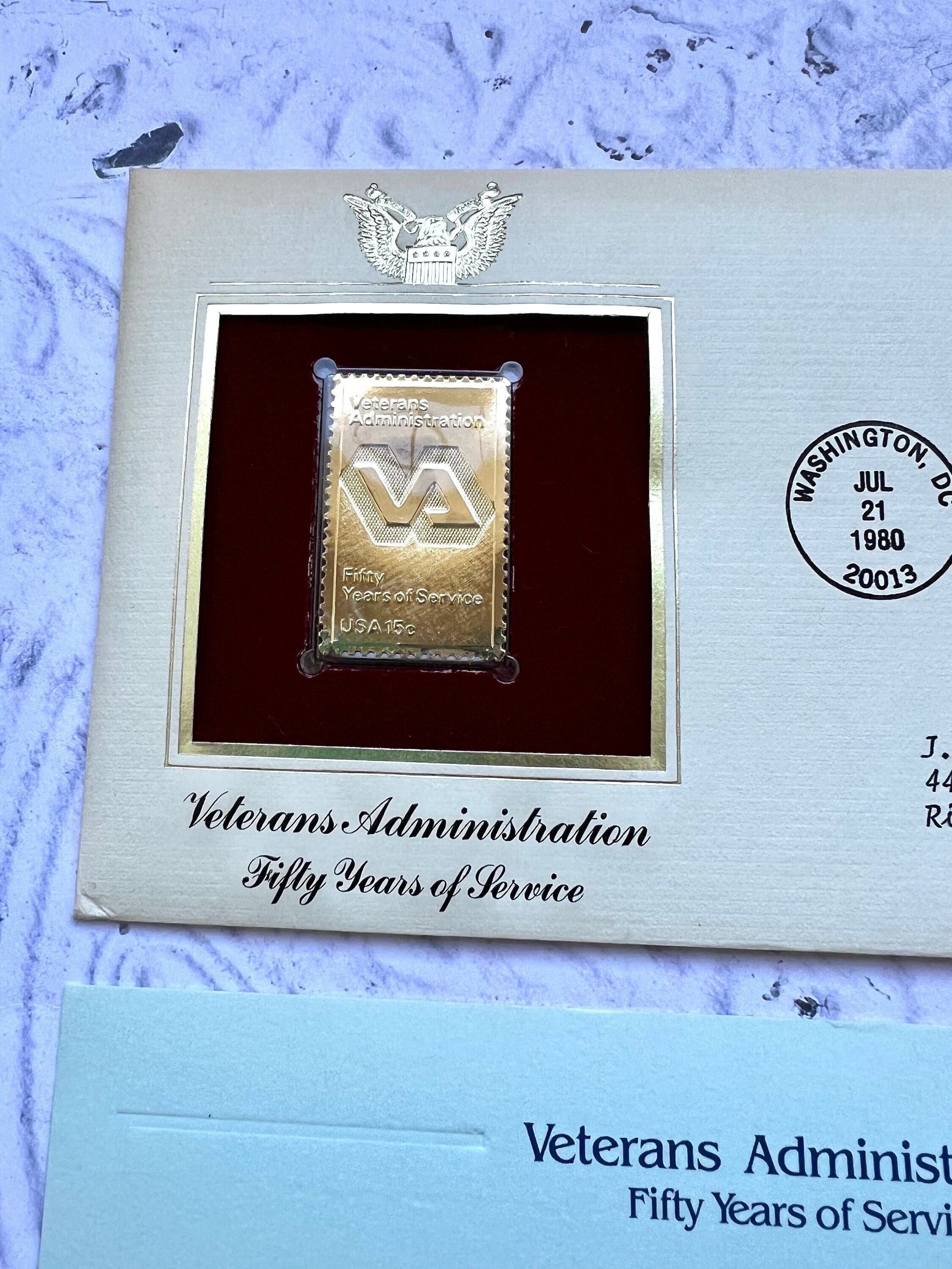 Golden Replica of United States Stamp 22 Kt Gold Surface Veterans ...