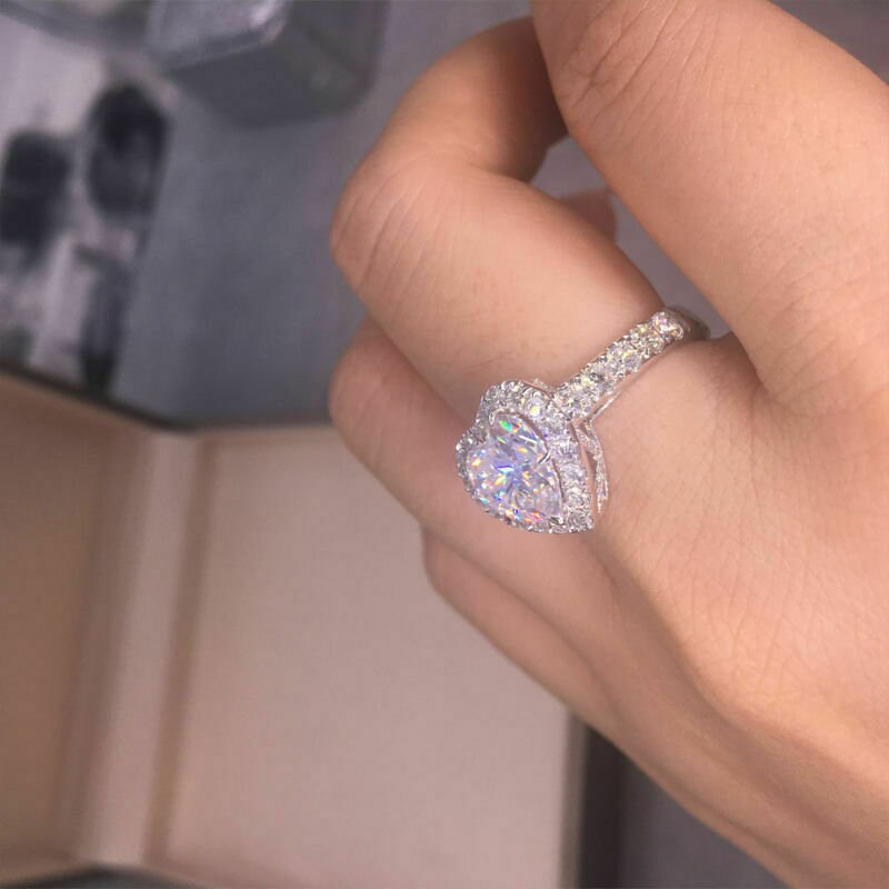 Real .925 Sterling Silver 4.50ct Heart Shape Full White - Etsy