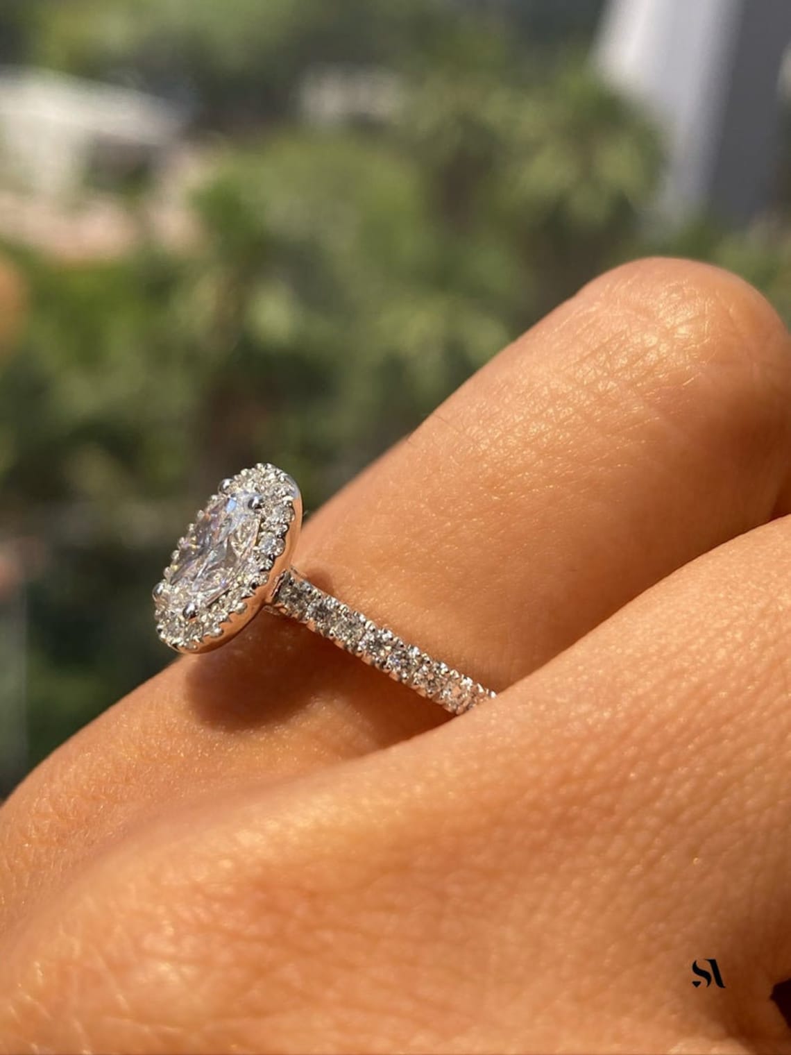 2 Carat Oval Diamond Engagement Ring Oval Halo Diamond Ring | Etsy