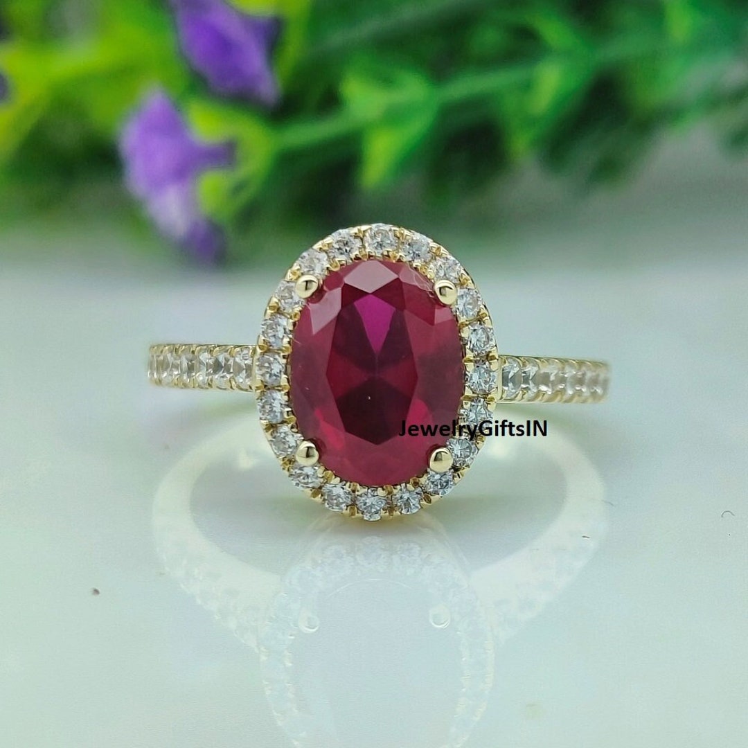 2.20 Carat Lab Ruby Ring,gemstone Ring,oval Ruby Ring,gemstone Silver ...