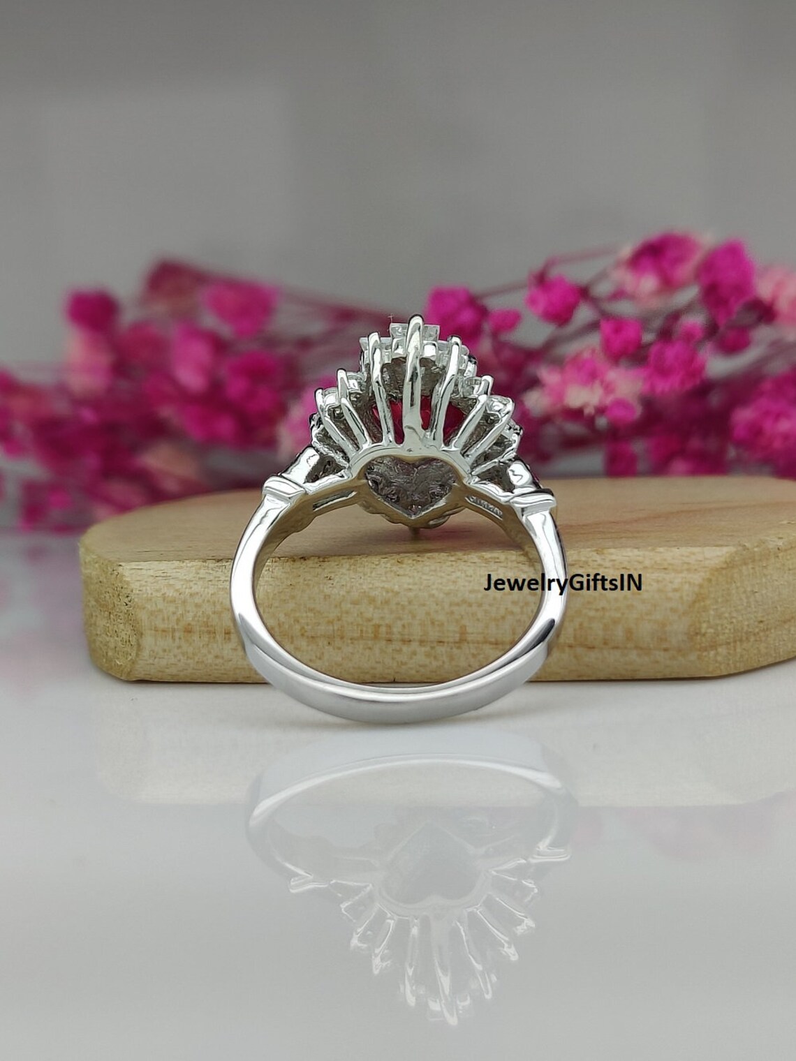 2.10 Ct Stunning Lovable Red Heart Cut Diamond Ring, Prong Set Ring, CZ ...