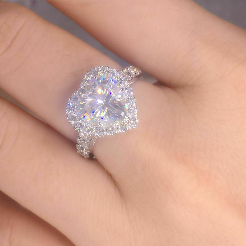 Real .925 Sterling Silver 4.50ct Heart Shape Full White - Etsy