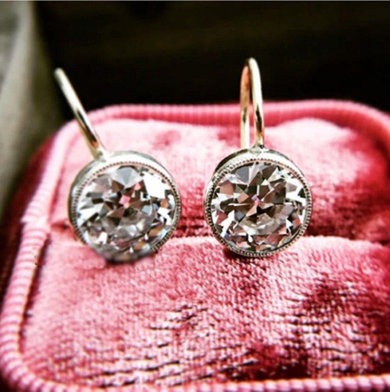 6 Carat Gorgeous Round Old European Cut Diamond Earring/diamond Earring ...