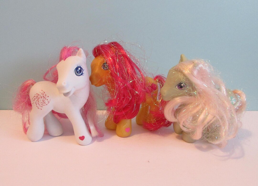Lot of 3 Vintage MLP Figures G3 Minty Star Swirl Candy Apple Tinsel ...