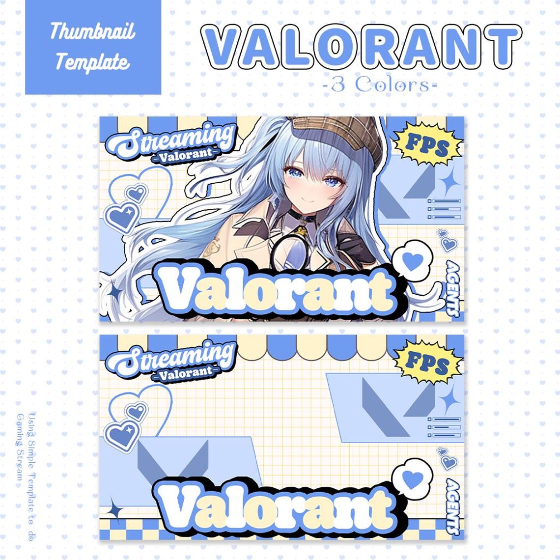 Vtuber Thumbnail Template | Valorant |gaming Thumbnail | 3 Colors - Etsy