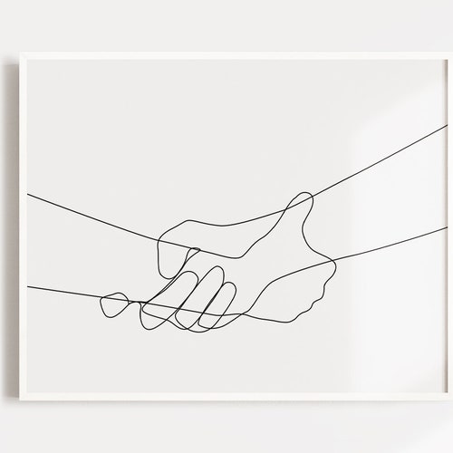 Holding Hands Print One Line Art One Line Drawing Above Bed - Etsy
