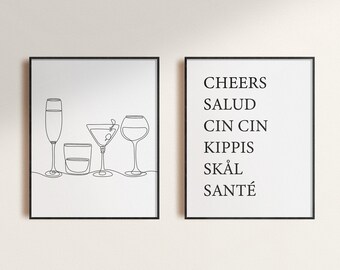 Cheers Line Art Print - Etsy