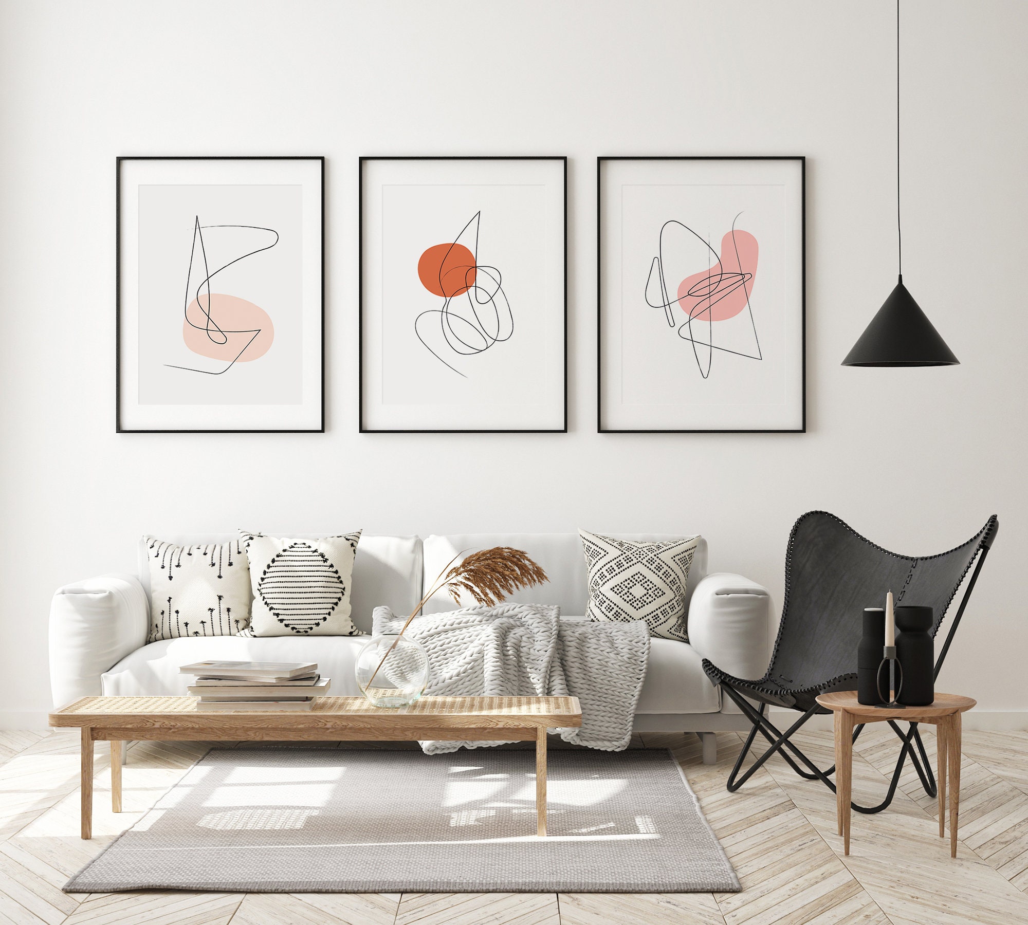 Set of 3 Wall Art, Abstract Lines Print, Modern Abstract Art, Lines Art ...