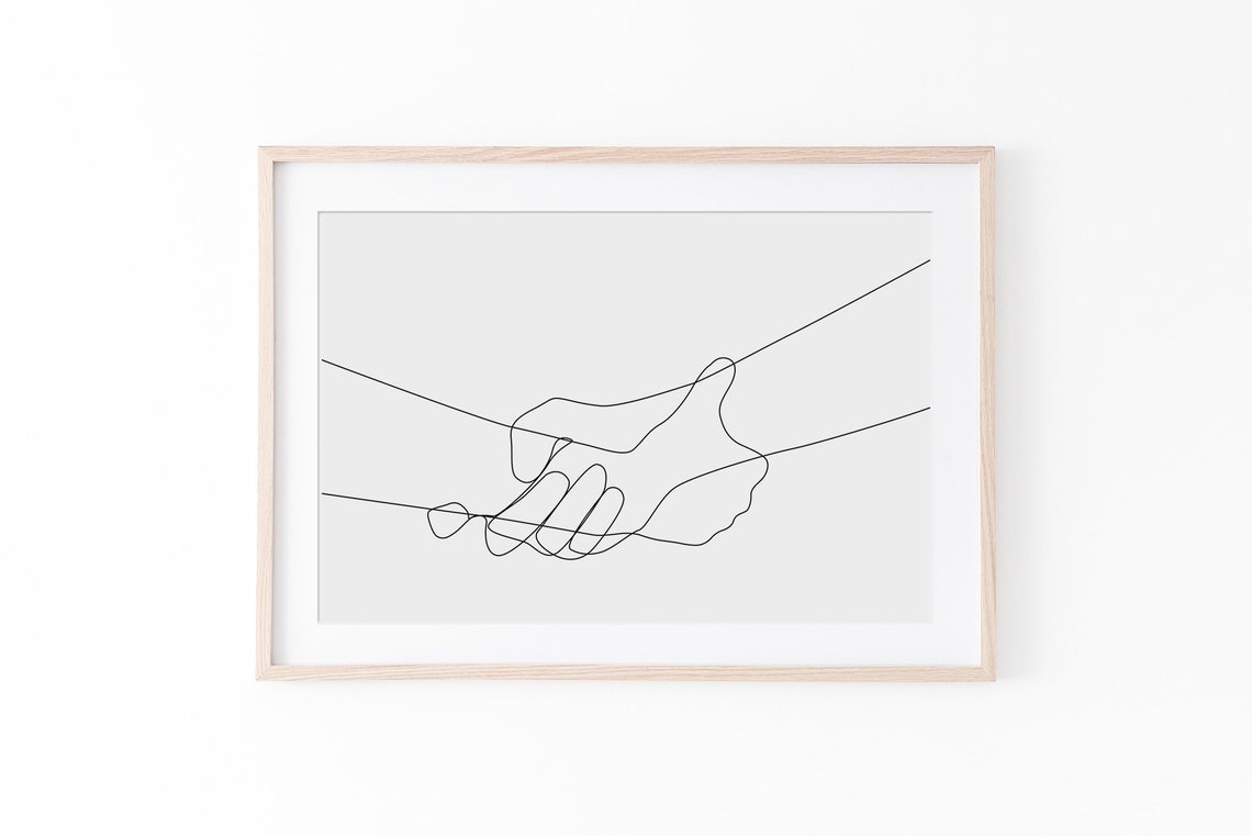 Holding Hands Art Print Hands Line Art Hand Poster Couple - Etsy