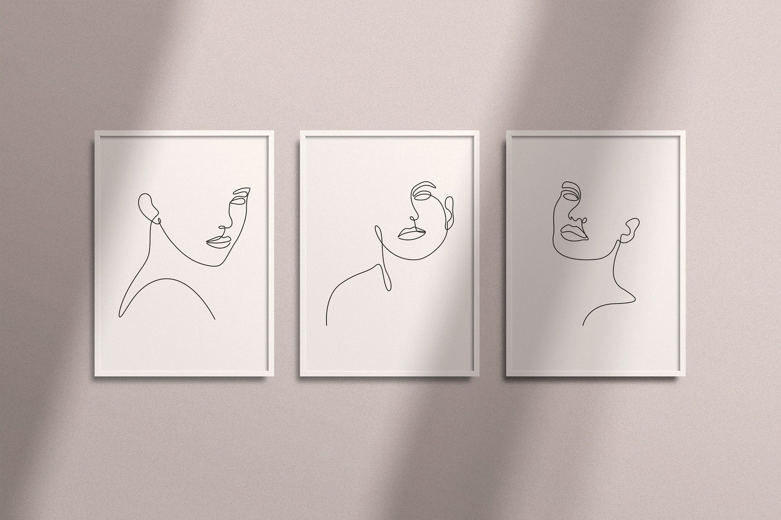 Set of 3 Prints Woman Face Line Art Abstract Face Prints - Etsy