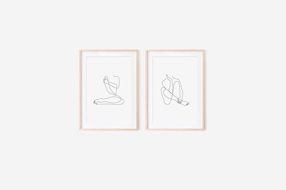 Set of 2 Prints Line Drawing Set One Line Drawing Prints | Etsy