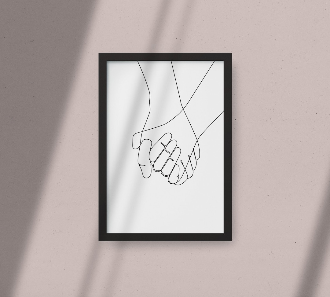 Holding Hands One Line Wall Art, Hands Line Art Print, Abstract Hands ...