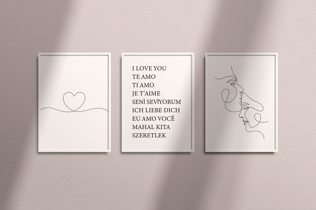 Set of 3 Prints, I Love You Print, I Love You Languages Wall Art, Love ...