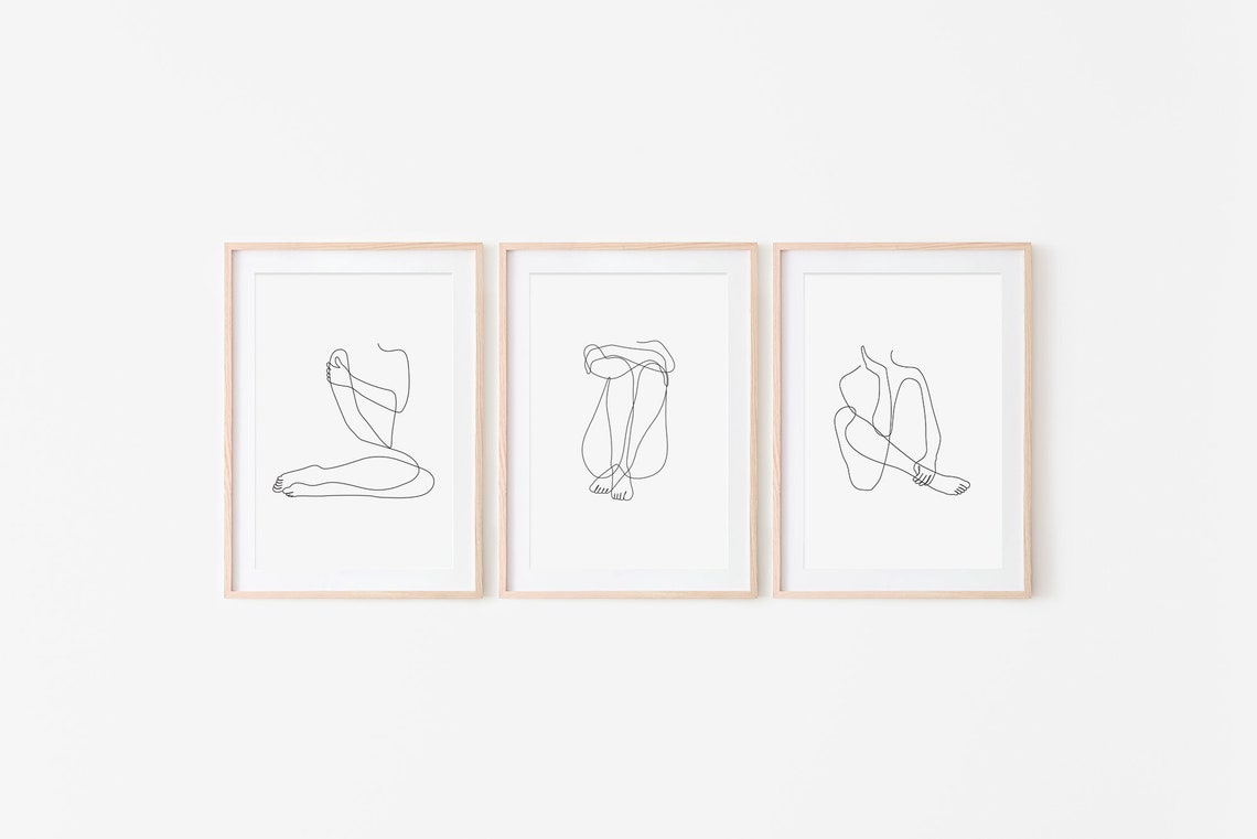 Set of 3 Prints Line Drawing Set One Line Drawing Prints - Etsy