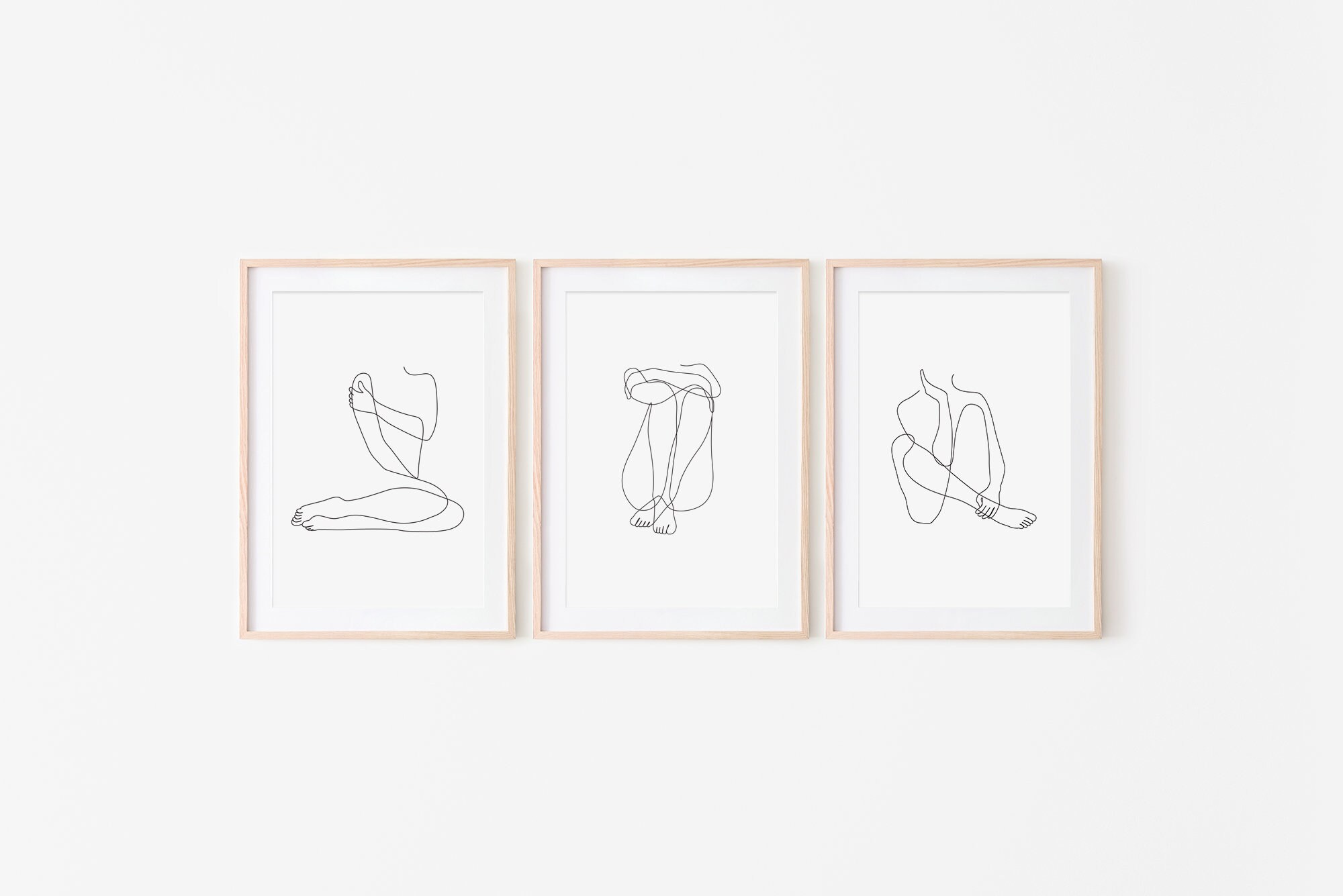Set of 3 Prints, Line Drawing Set, One Line Drawing Prints, Woman Body ...