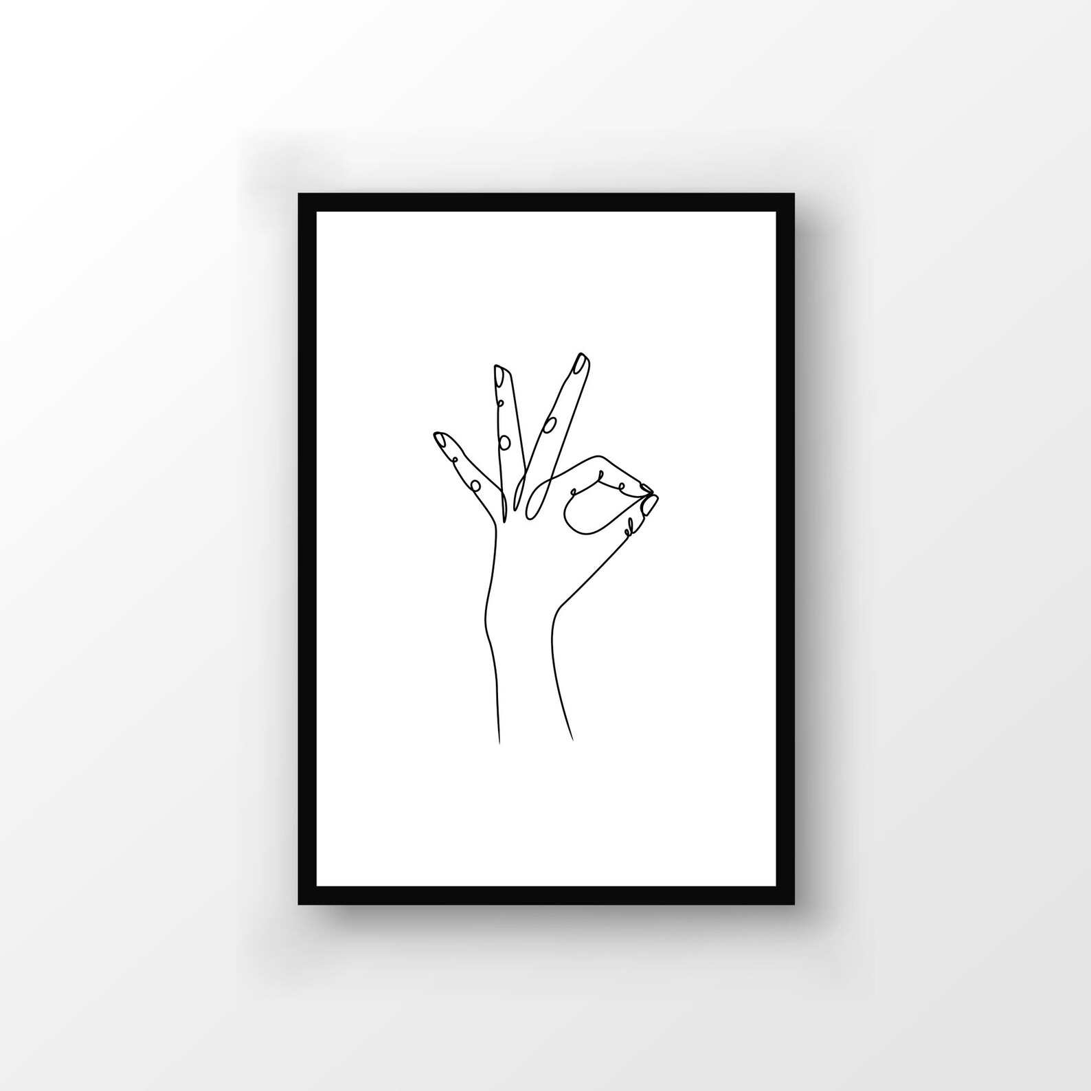 One Line Art Print, OK Hand Sign, Hand Print, Continuous Line Art ...