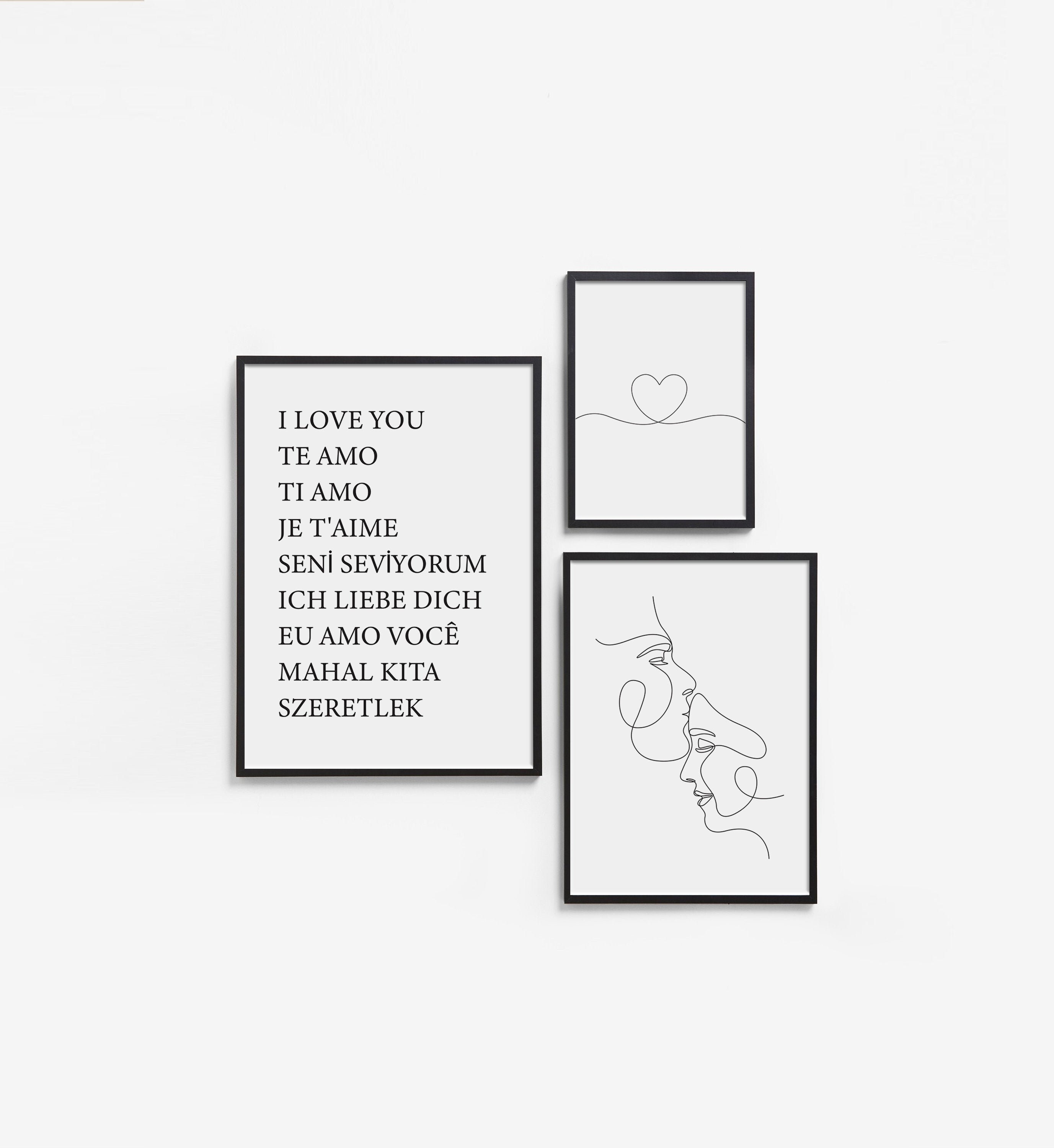 Set of 3 Prints, I Love You Print, I Love You Languages Wall Art, Love ...