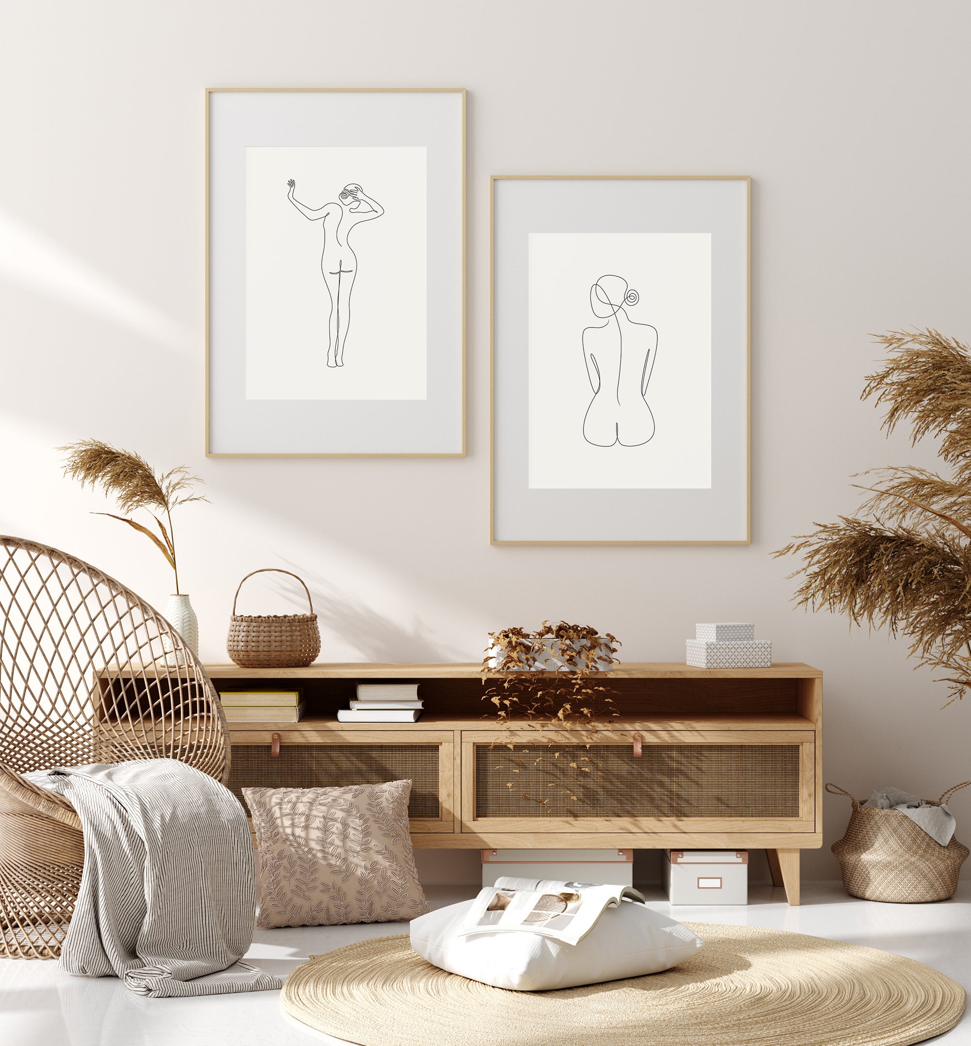 Set of 2 Prints Line Art Set One Line Drawing Prints Woman - Etsy