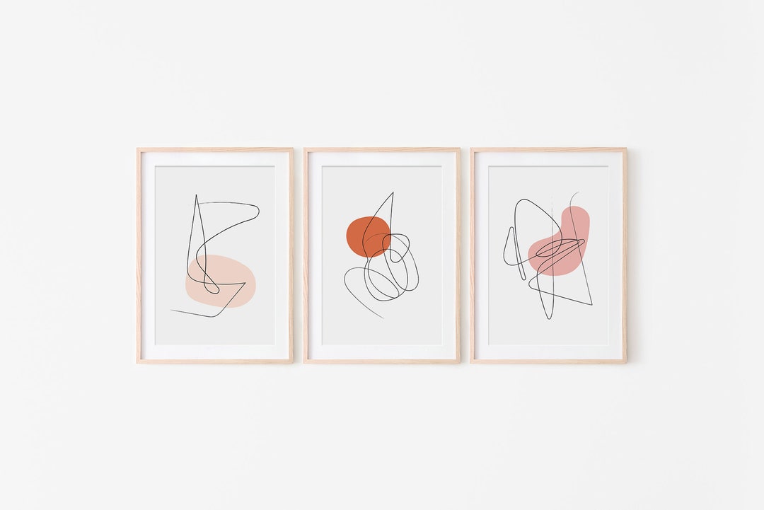 Set of 3 Wall Art, Abstract Lines Print, Modern Abstract Art, Lines Art ...