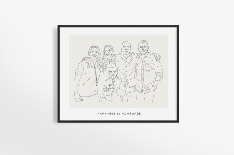 Custom Line Drawing, Line Art Portrait, Line Drawing Art Print, Family ...