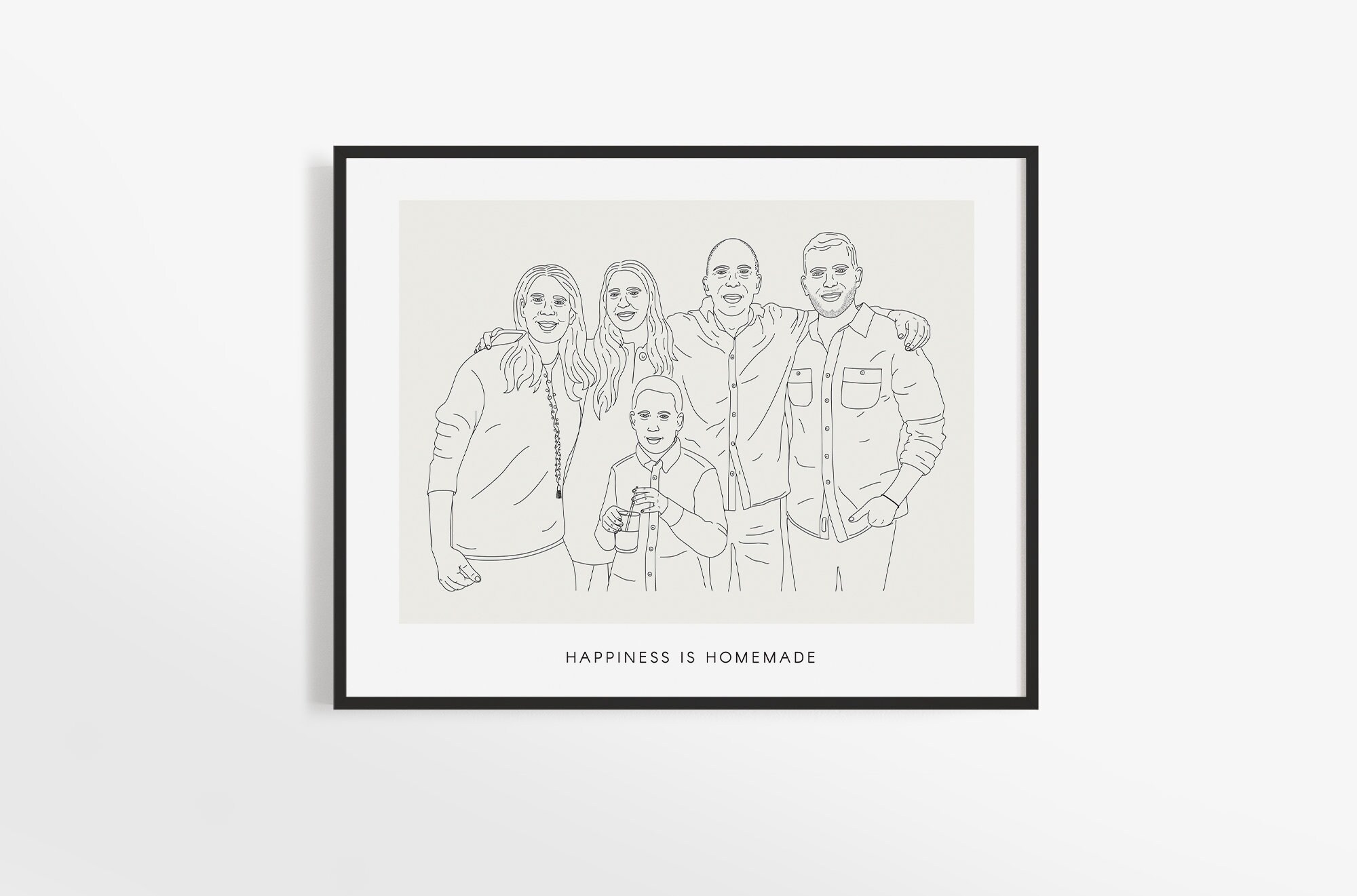 Custom Line Drawing, Line Art Portrait, Line Drawing Art Print, Family ...