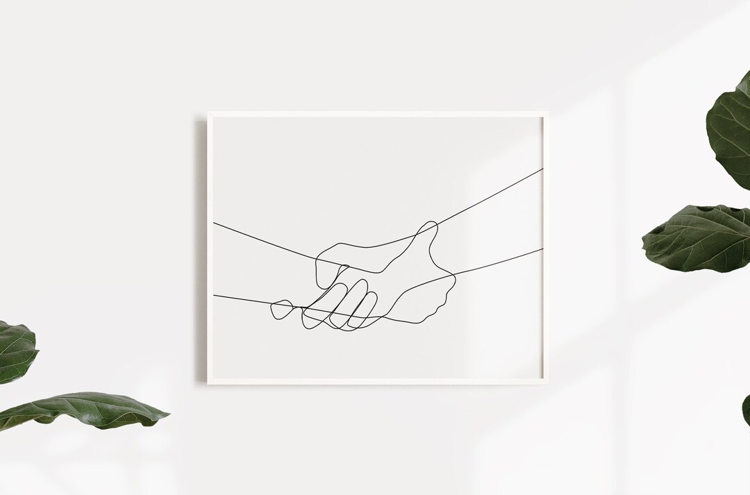 Holding Hands Art Print, Hands Line Art, Hand Poster, Couple Art Print ...