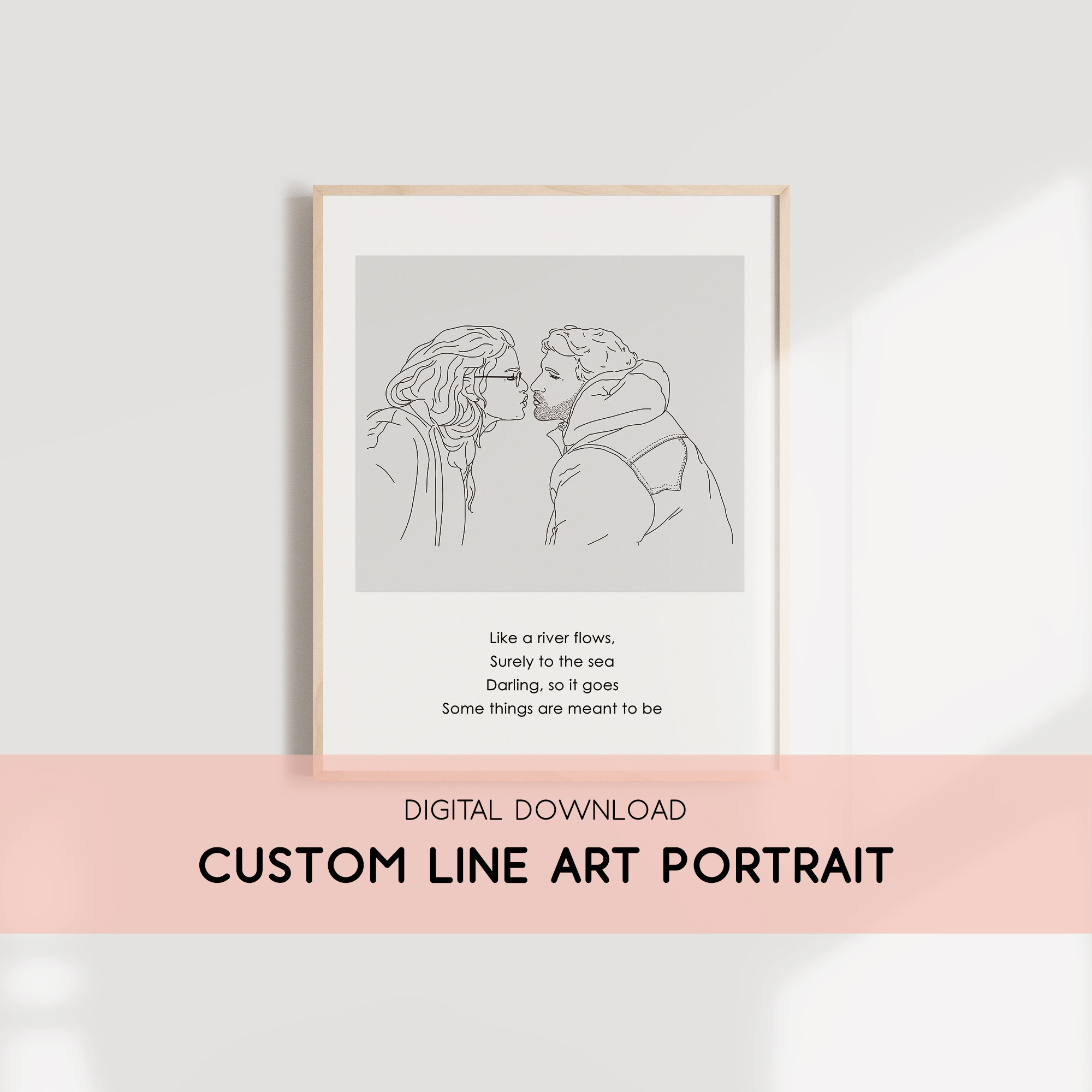Custom Line Drawing, Line Art Portrait, Line Drawing Art Print, Family ...