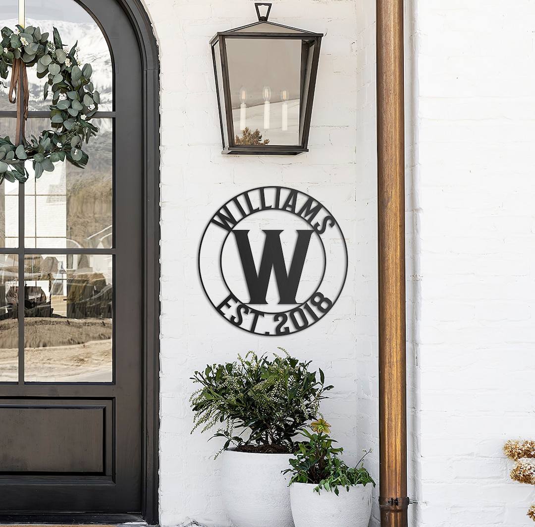 Custom Metal Monogram Sign, Personalized Name Hanger, Outdoor Name Sign ...