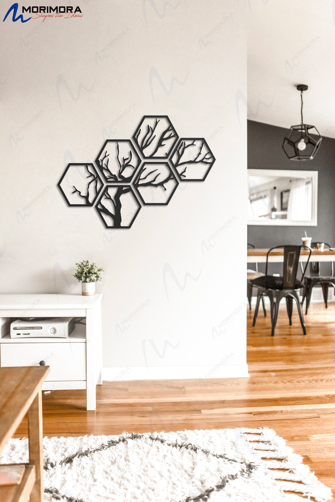 Hexagon Tree 6 Pieces 4 Metal Wall Art Metal Wall | Etsy