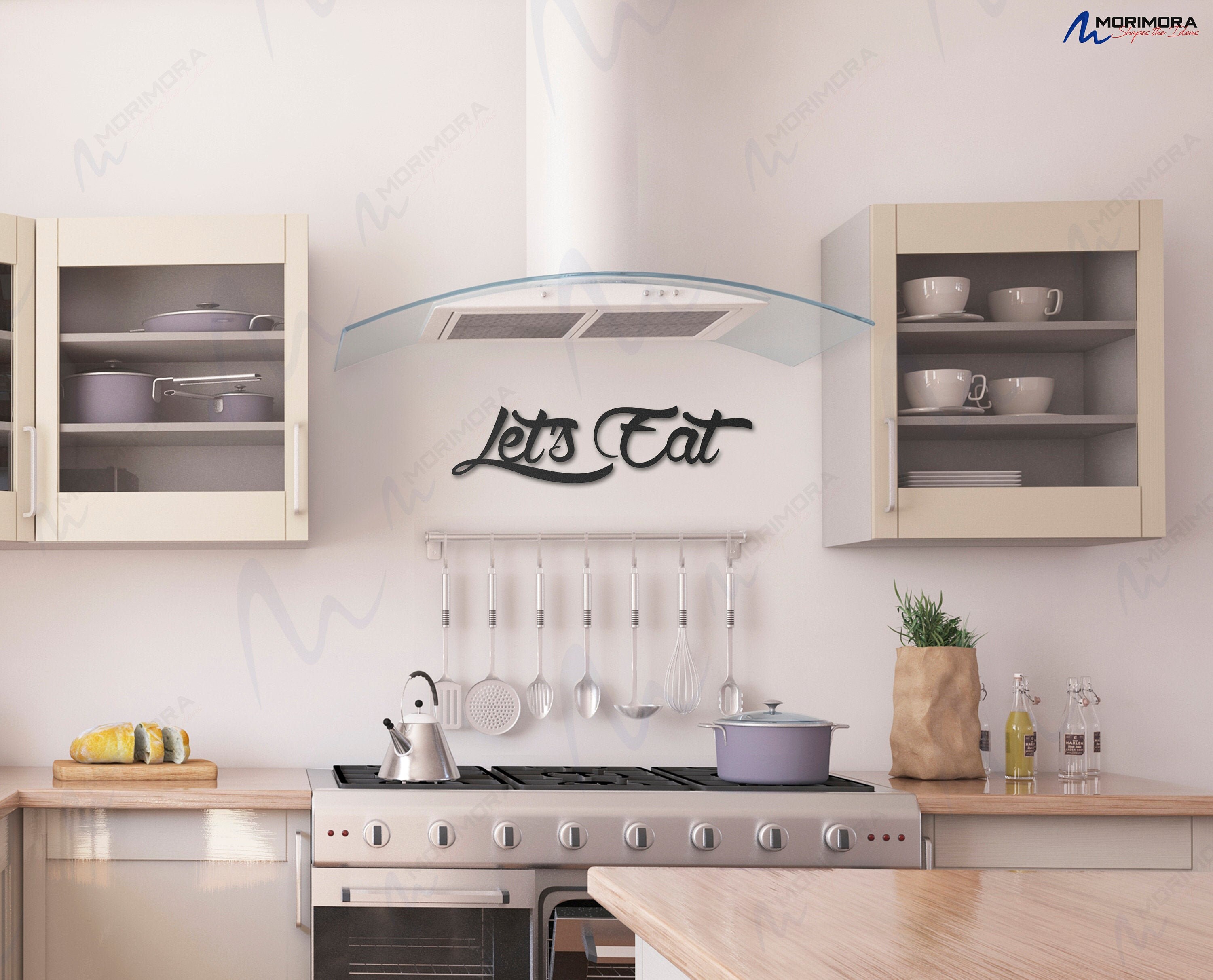Lets Eat Wall Sign Kitchen Wall Decor Metal Quote Wall Art | Etsy