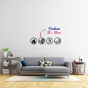 Four Elements Wall Art, Housewarming Gift, Four Elements Metal Wall ...