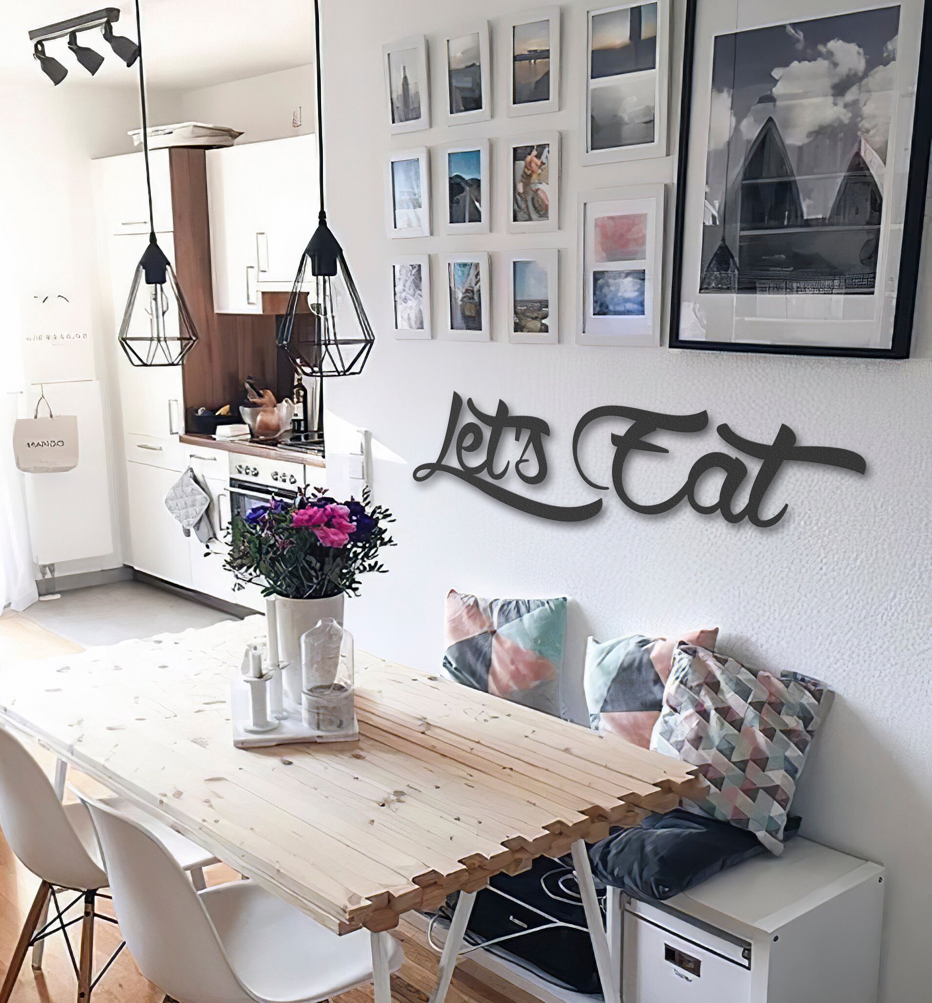 Lets Eat Wall Sign Kitchen Wall Decor Metal Quote Wall Art | Etsy