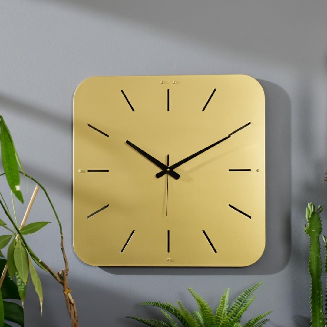 Sculptural Gold Wall Clock, Minimalist Statement Art, Luxury Wedding ...