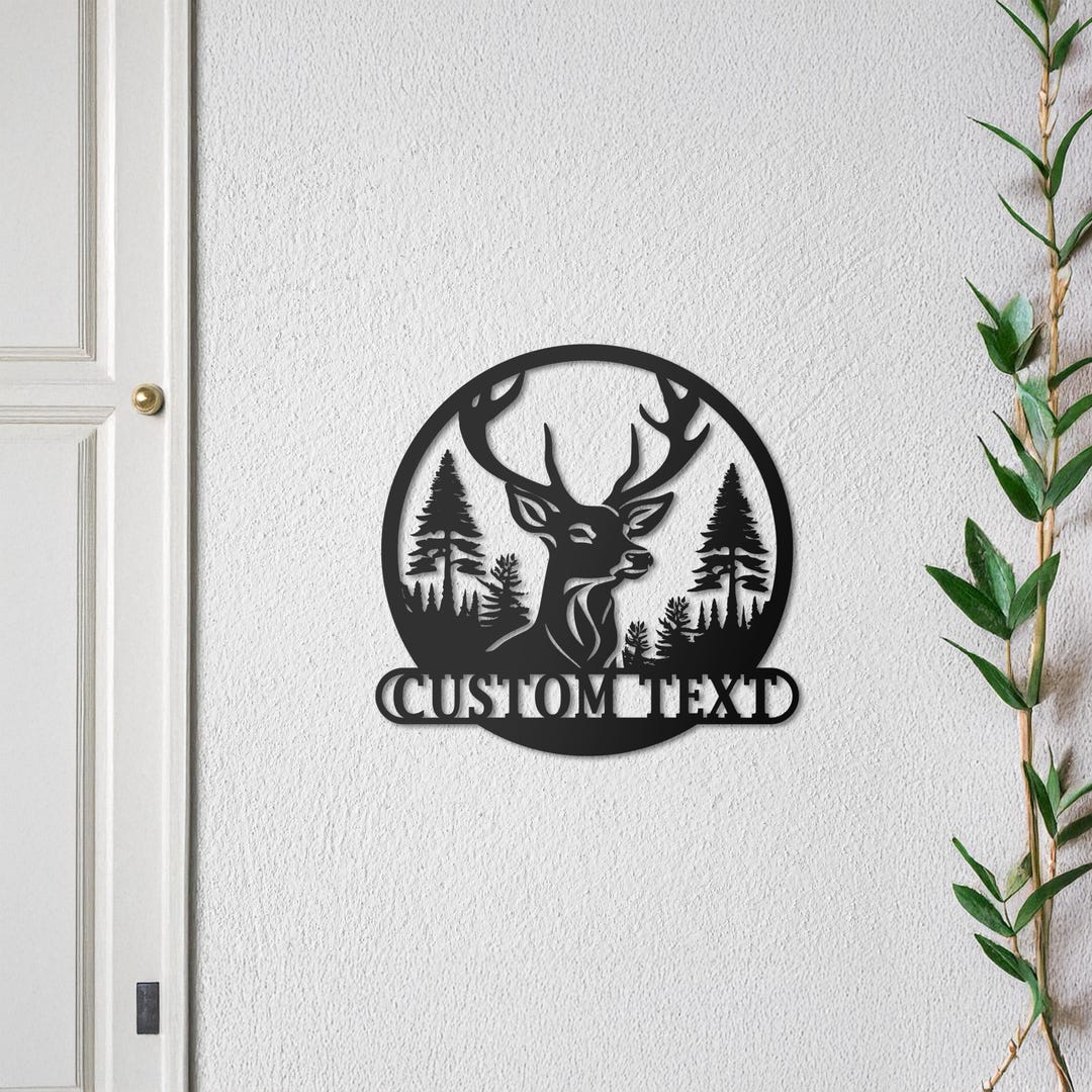 Custom Deer Metal Sign - Personalized Rustic Wall Art - Cabin Decor ...