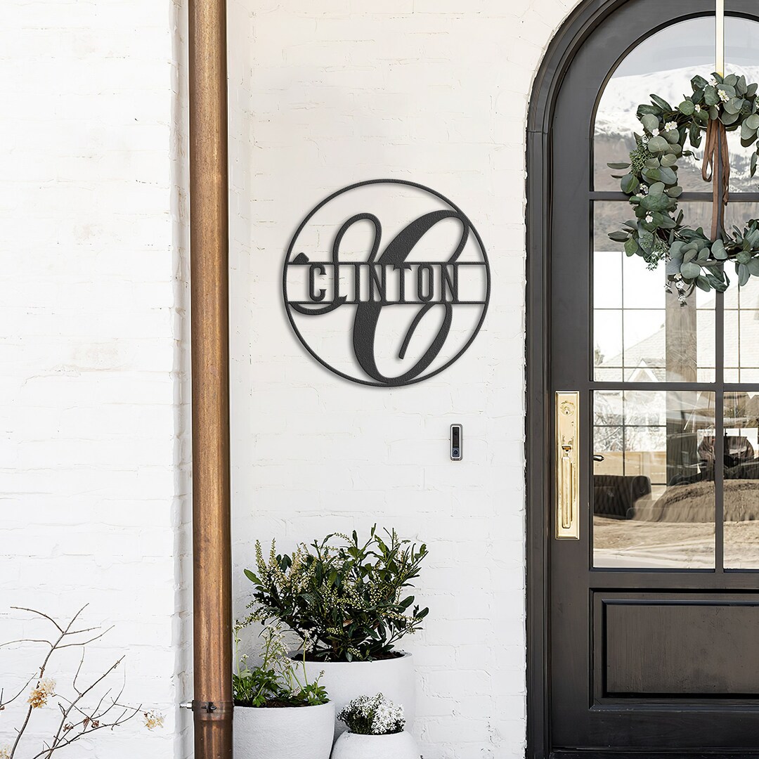 Custom Metal Monogram Sign, Personalized Name Hanger, Outdoor Name Sign ...