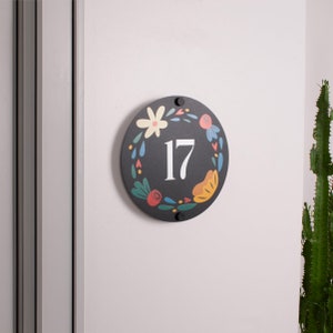 Flower Framed Metal Room Number Sign, Apartment Door Sign, Personalized ...