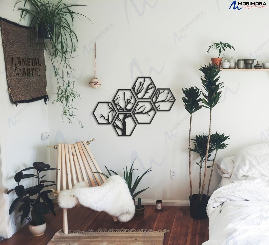 Hexagon Tree 6 Pieces 4 Metal Wall Art Metal Wall | Etsy