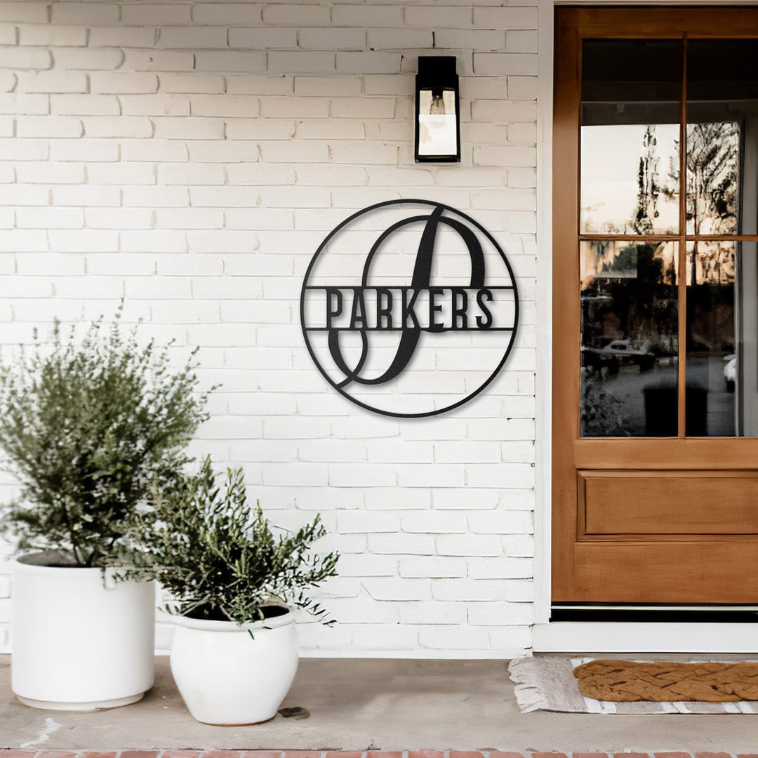 Custom Metal Monogram Sign, Personalized Name Hanger, Outdoor Name Sign ...