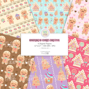 Gingerbread Cookies Christmas Digital Papers and Cliparts / Instant ...