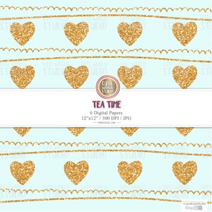 Tea Time Glitter Digital Paper and Clipart / Instant Download - Etsy