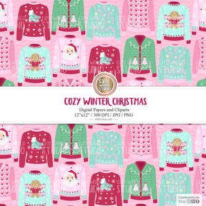 Christmas Clipart, Winter, Cute, Digital Papers and Cliparts Instant ...