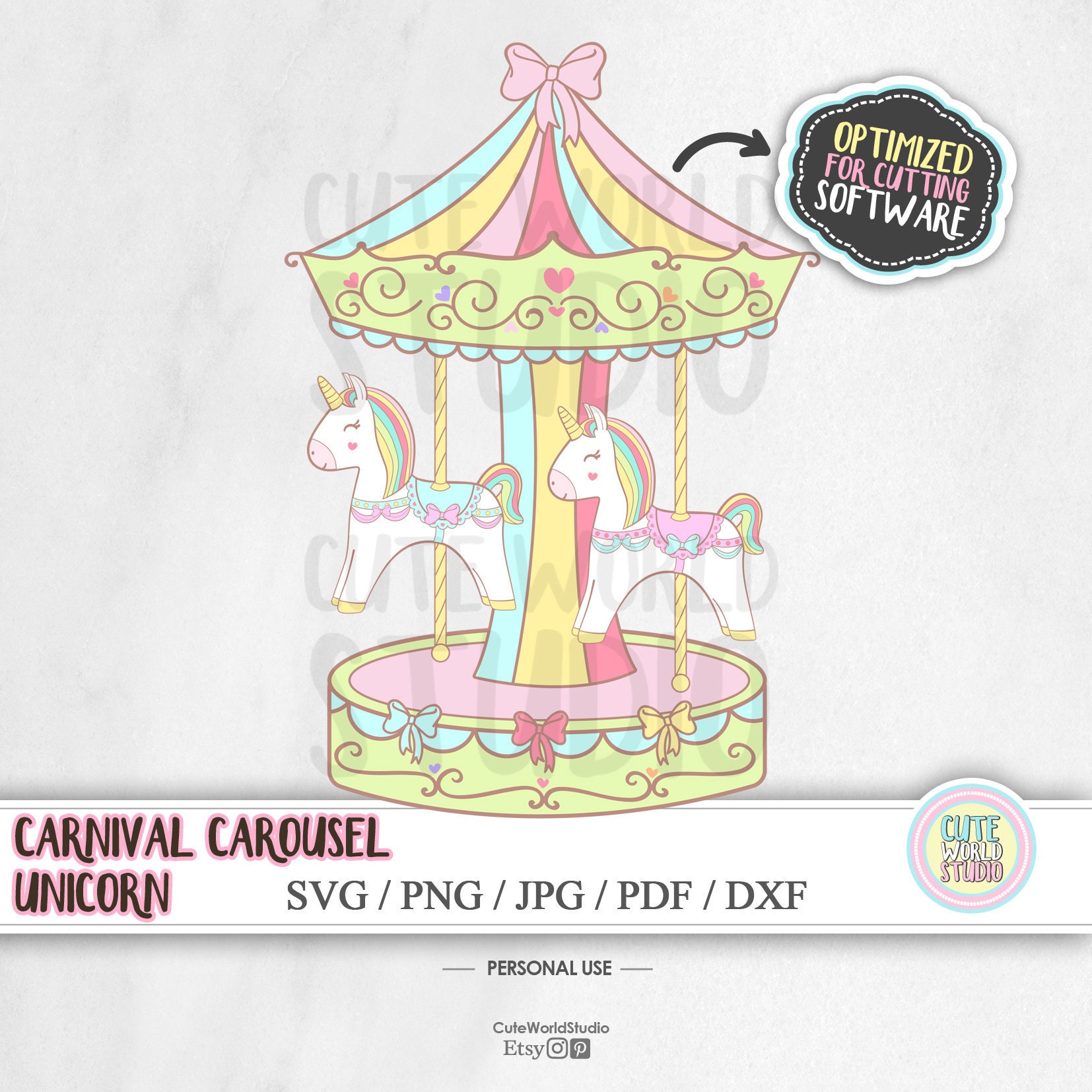 Carnival Carousel Unicorn SVG Clipart / Carrousel / Instant | Etsy