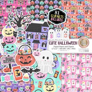 Cute Halloween Clipart, Pumpkins, Ghosts, Cliparts and Digital Papers ...