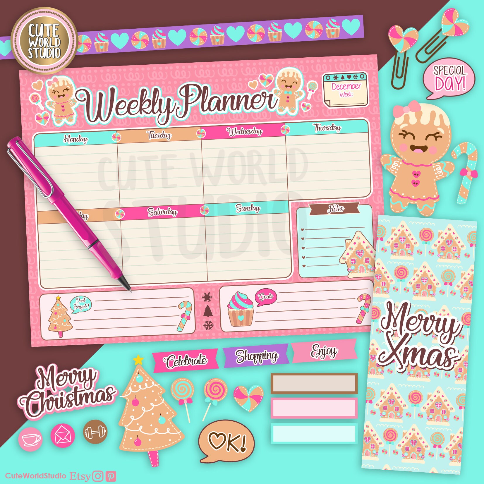 Gingerbread Cookies Christmas Printable Planner Instant Download ...