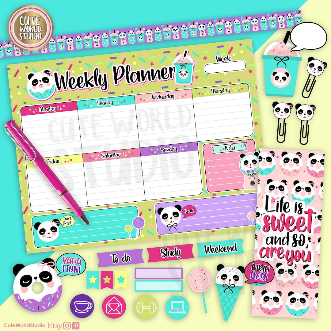 Panda Candy Shop Printable Planner Instant Download / Monthly Planner ...