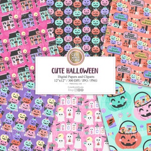 Cute Halloween Clipart, Pumpkins, Ghosts, Cliparts and Digital Papers ...
