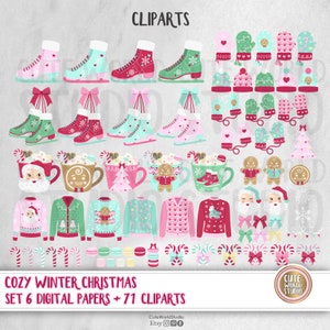 Christmas Clipart, Winter, Cute, Digital Papers and Cliparts Instant ...