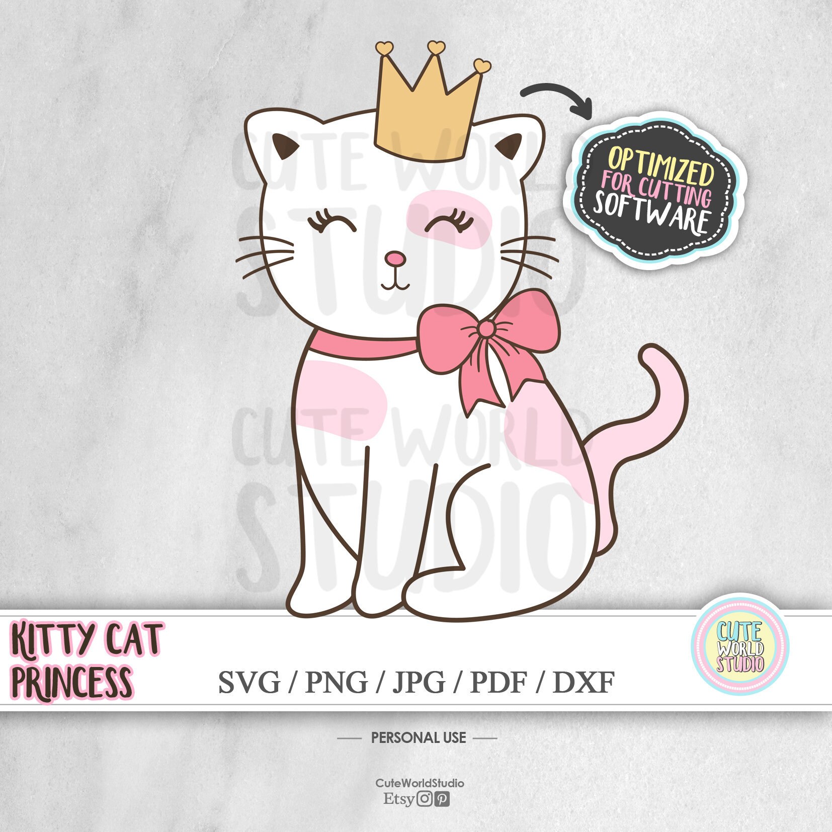 Kitty Cat Princess SVG Clipart / Instant Download - Etsy